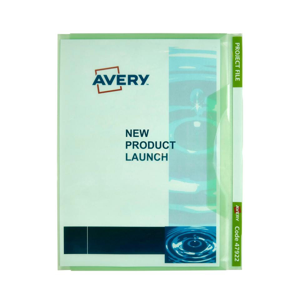 Avery Green Transparent Plastic Project File - Holds 20 Sheets | Winc