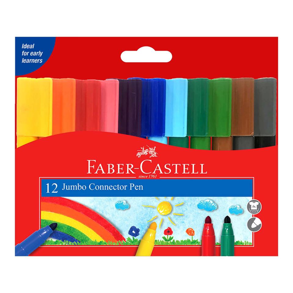 Faber-Castell Jumbo Connector Pens Coloured Markers Assorted Pack 12 | Winc