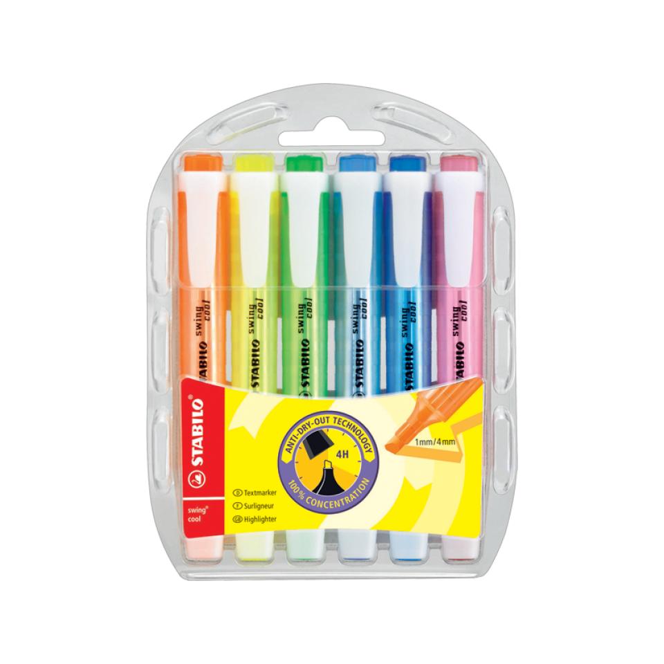 Stabilo Swing Cool Highlighter Chisel Tip 1.0-4.0mm Assorted Colours ...