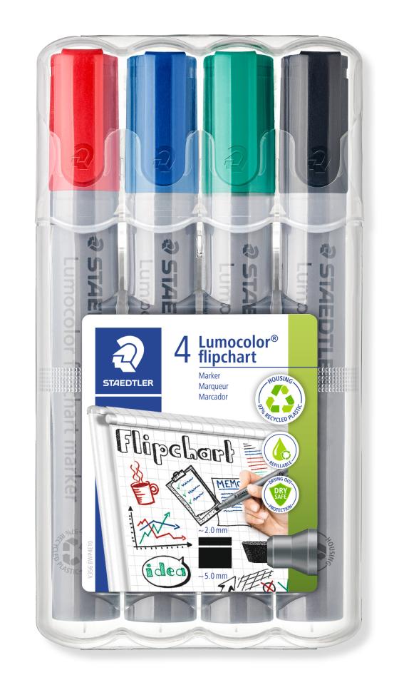 Lumocolor Flip Chart Marker Assorted Colours Wallet 4 | Winc