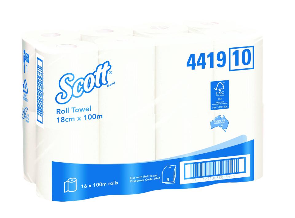 Scott 4419 Roll Hand Towel Roll 100m White Carton 16 | Winc