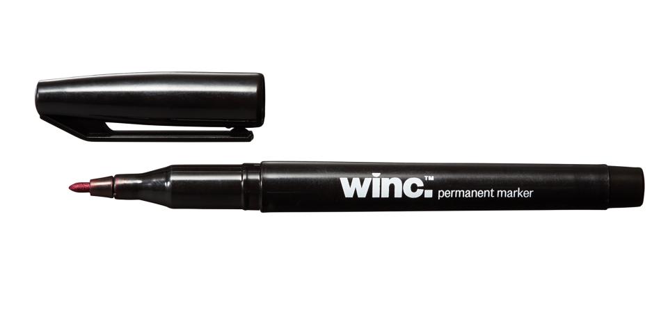 Winc Permanent Marker Bullet Tip 1.0mm Pocket Clip Black Box 12 | Winc