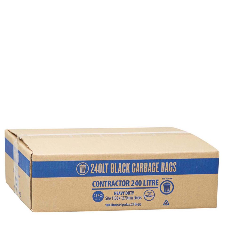Austar Bin Liners Contractor Heavy Duty 240 Litre Black Packet 25 ...