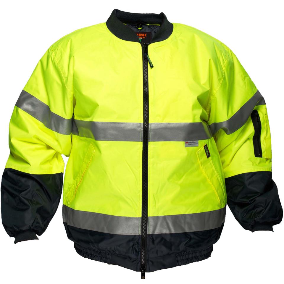 Prime Mover MJ504 Day/Night Wet Weather Bomber Jacket - Yellow/Navy XL ...