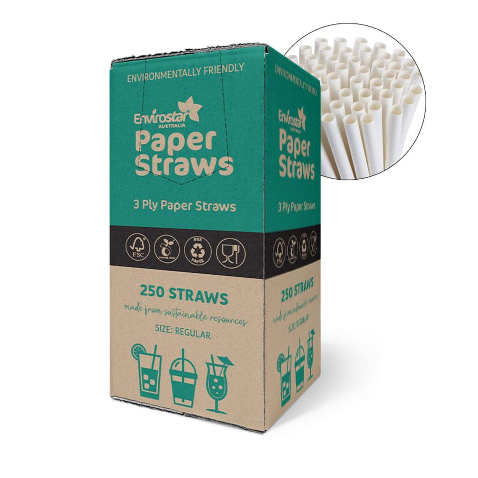 Envirostar Regular Paper Straw 6mm x 197mm White Pack 250 | Winc