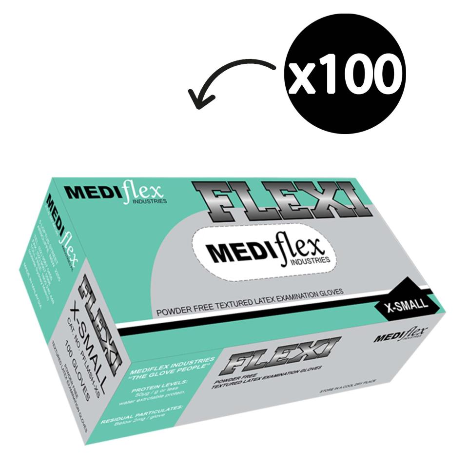 Mediflex Flexi Latex Examination Gloves Powder Free Box 100 | Winc
