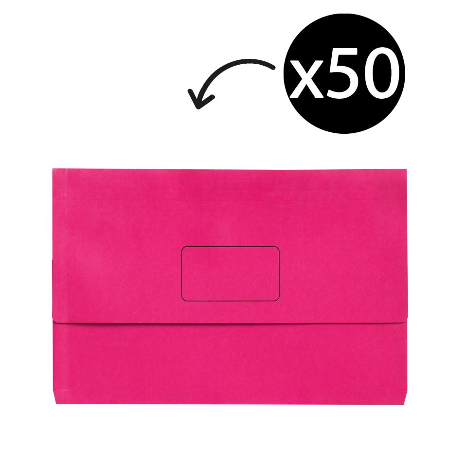 Marbig Slimpick Document Wallet Foolscap Pink Box 50 | Winc