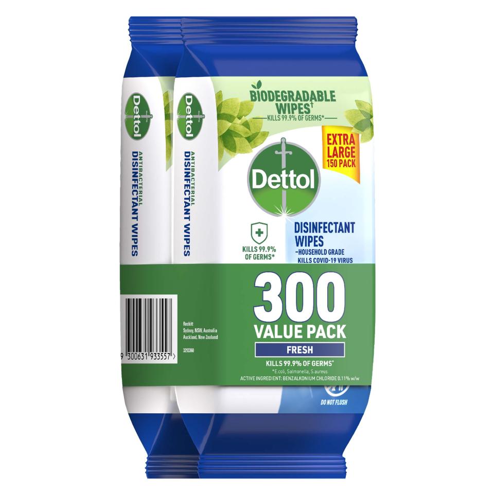 Dettol Biodegradable Disinfectant Wipes Fresh Pkt300 | Winc