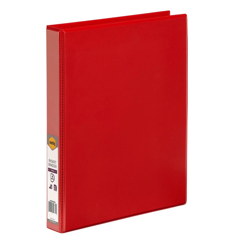 Marbig Clearview Insert Binder A4 4 D Ring 25mm Red | Winc