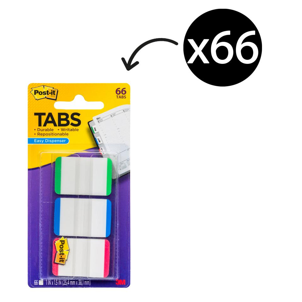 Post-It Tabs 25.4 x 38.1mm Assorted Pack 3 | Winc
