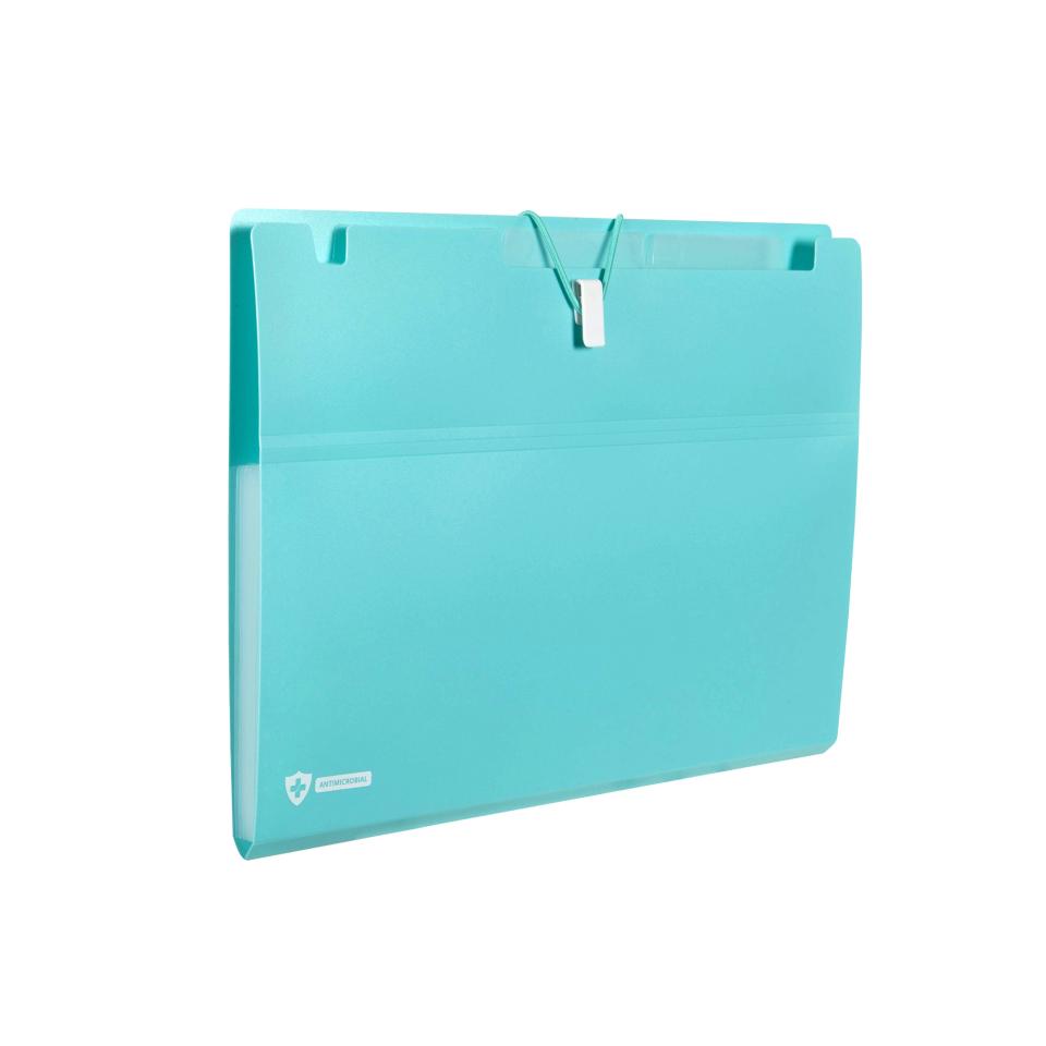 Marbig Professional Antimicrobial Expanding File 6 Pockets PP A4 Aqua ...