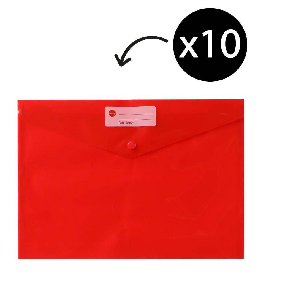 Marbig Doculope Document Wallet A4 Red Pack 10 | Winc
