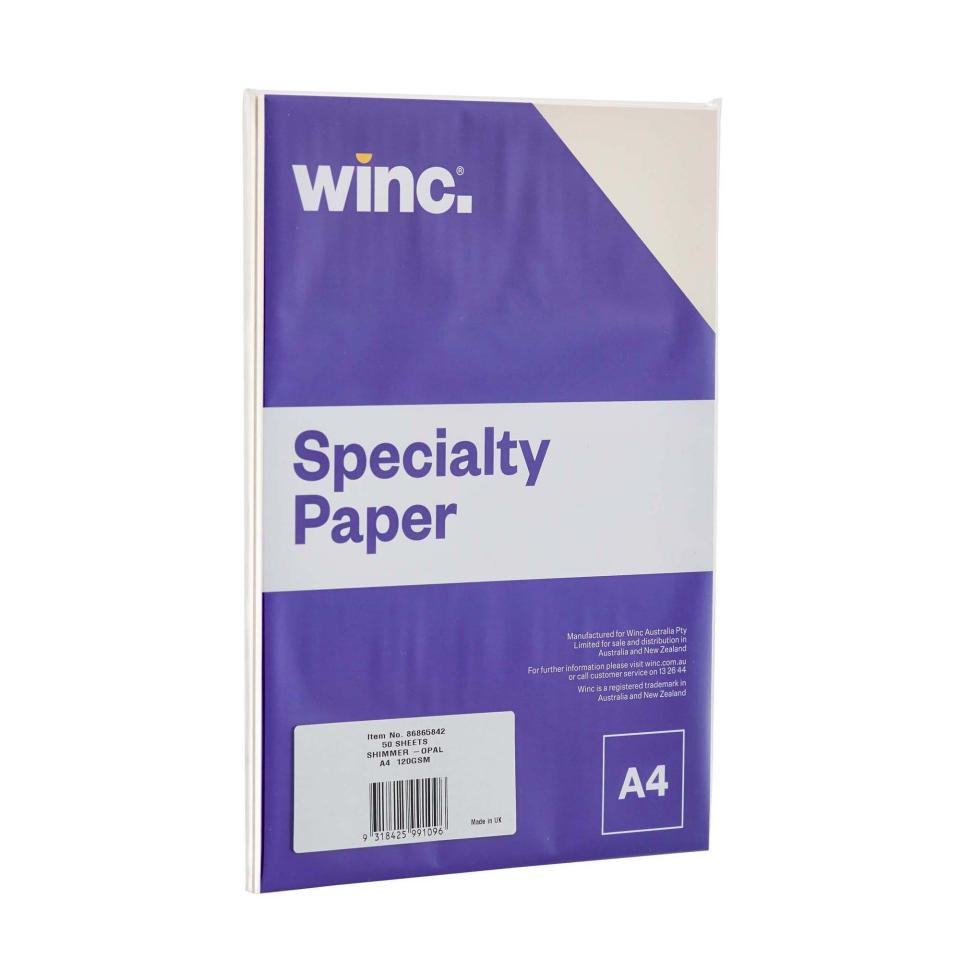 Winc Specialty Paper Shimmer A4 120gsm Opal Pack 50 | Winc