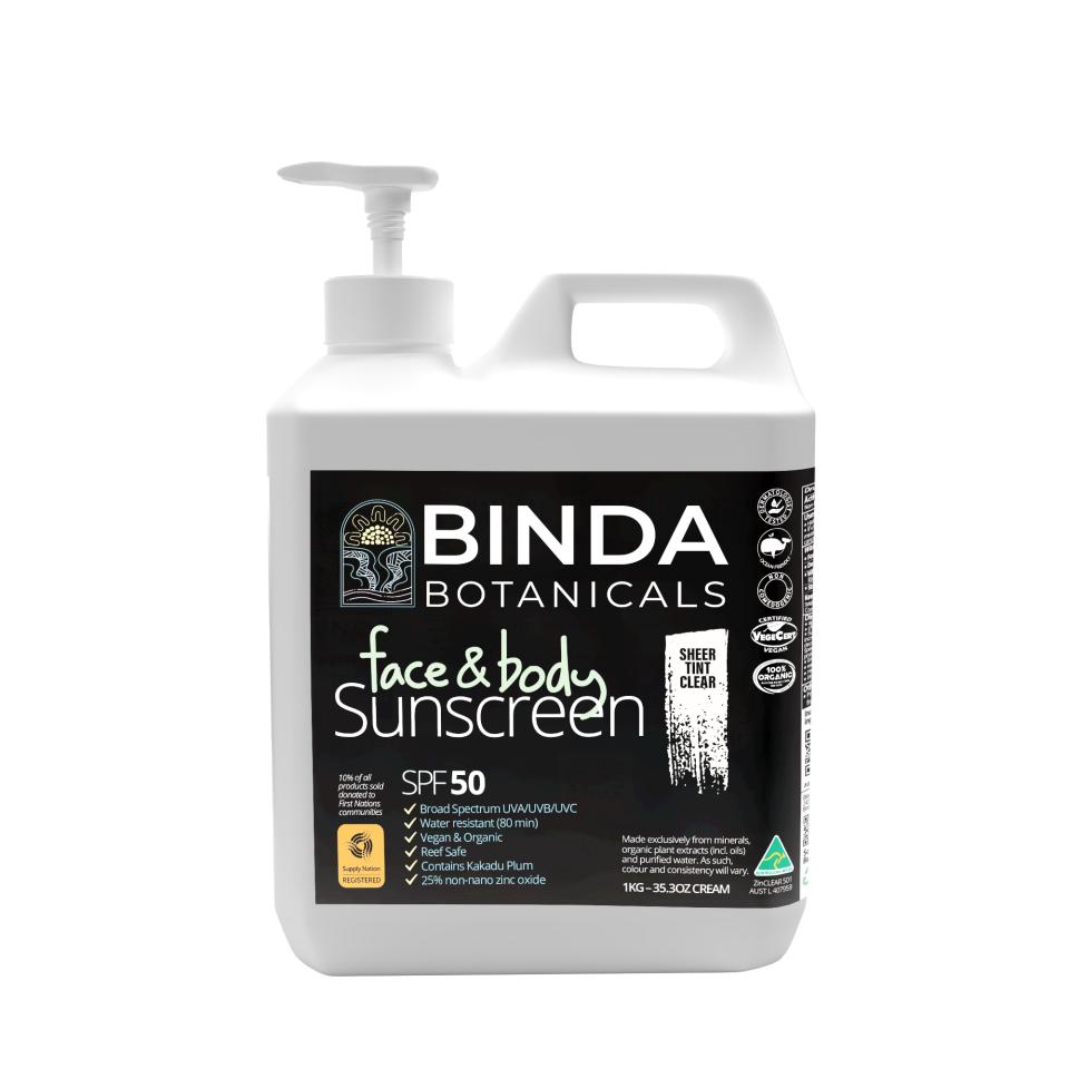 Binda Face & Body SPF50 Sunscreen Pump Bottle 1kg | Winc