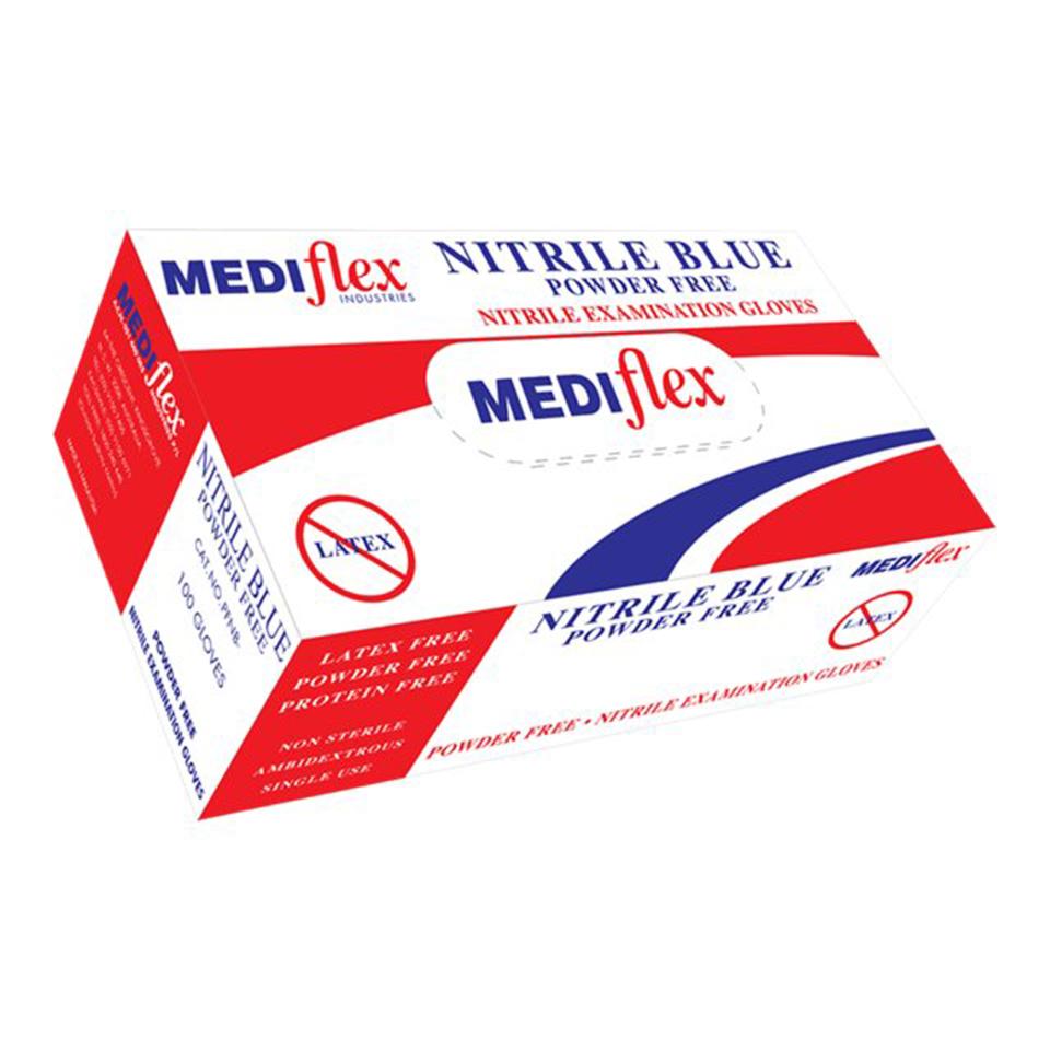 Mediflex Nitrile Gloves Powder Free Blue Box 100 | Winc