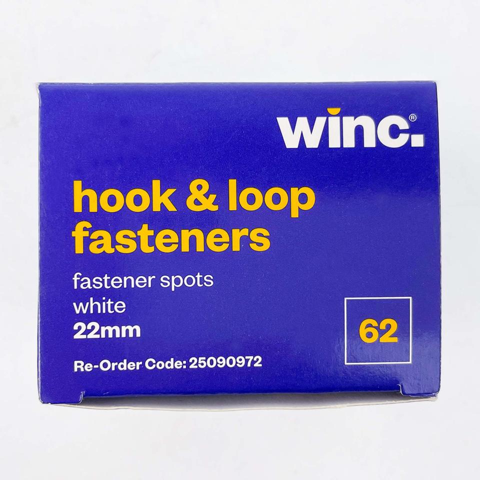 Winc Hook And Loop Fasteners Spot White 22mm Pack Of 62 | Winc