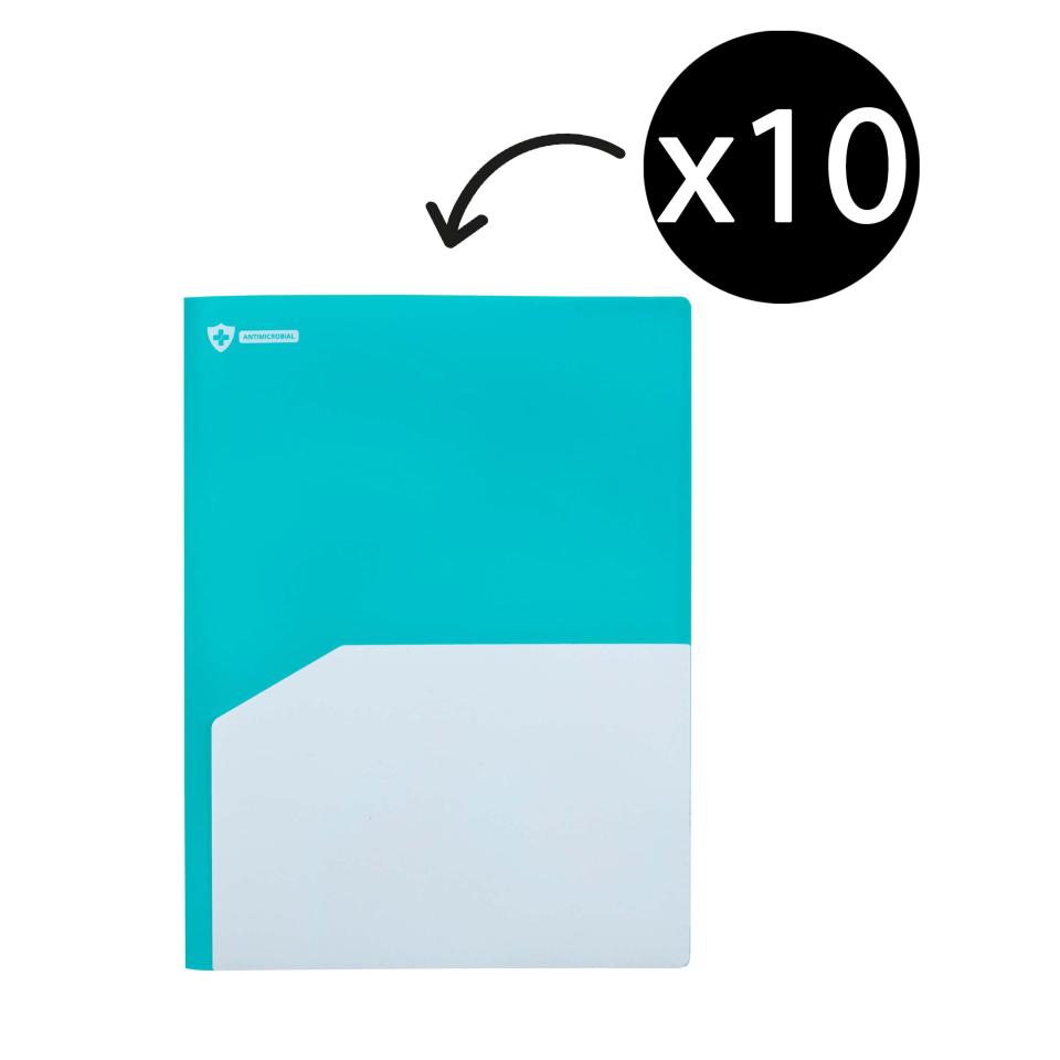 Marbig Professional Antimicrobial 4 Pocket Folder A4 Aqua Blue Pack 10 ...