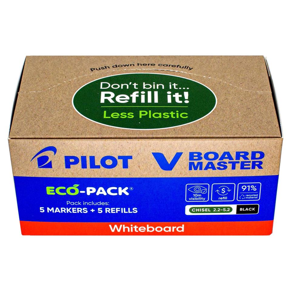 Pilot Begreen Eco Pack V Board Master Chisel Tip Black 5pk With 5 ...