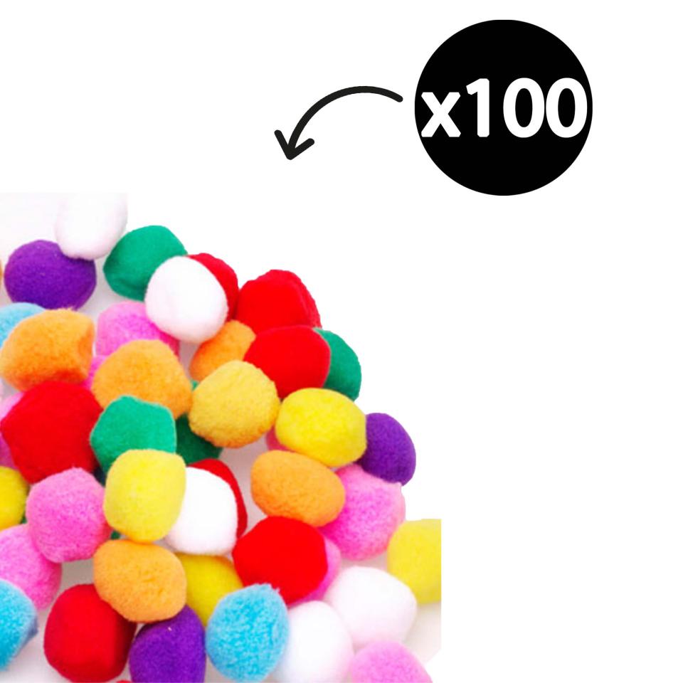 Pom Poms Assorted Colours 38mm Bag 100 | Winc