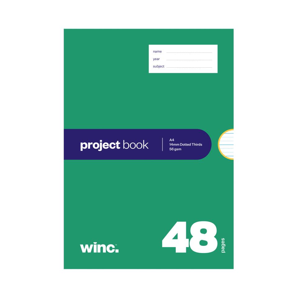 Winc Project Book A4 14mm Dotted Thirds Red Margin 56gsm 48 Pages | Winc