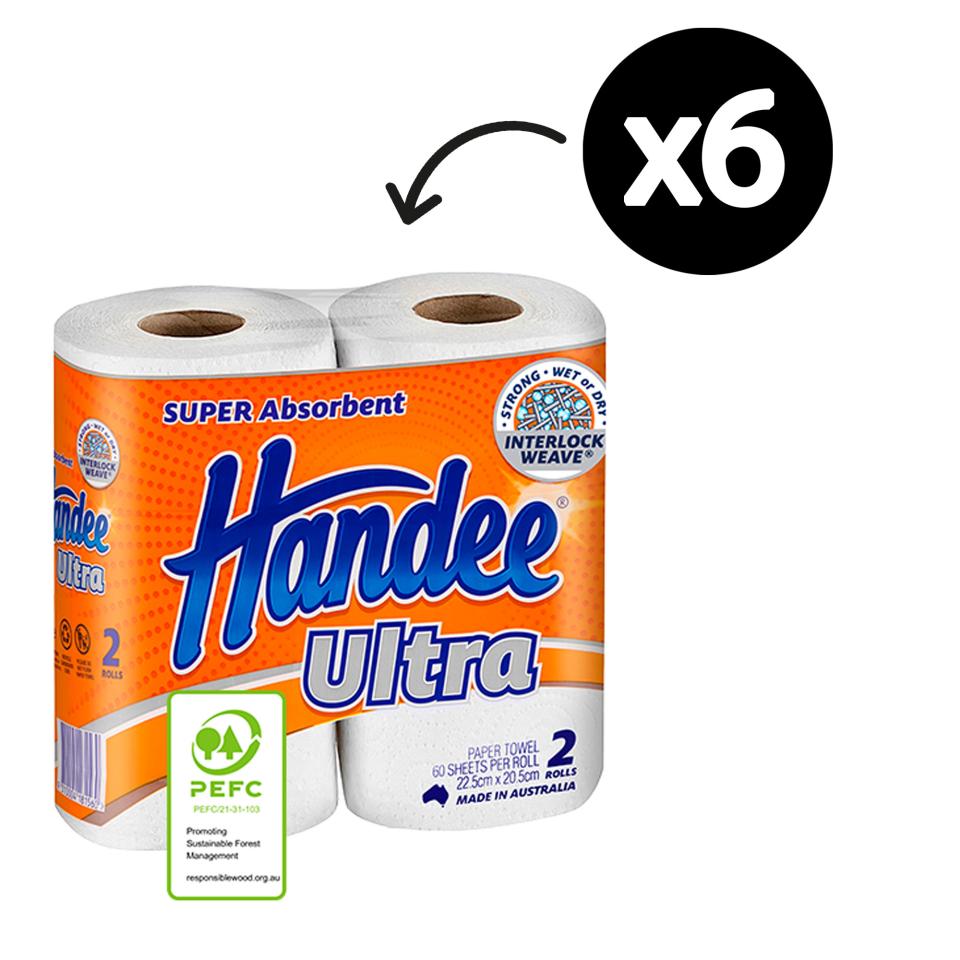 Handee Ultra 2264193 Kitchen Towel 2 Ply 60 Sheets 2 Pack Carton 6 | Winc