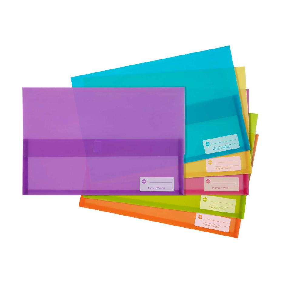 Marbig Polypick Document Wallet Foolscap Bright Assorted Translucent ...