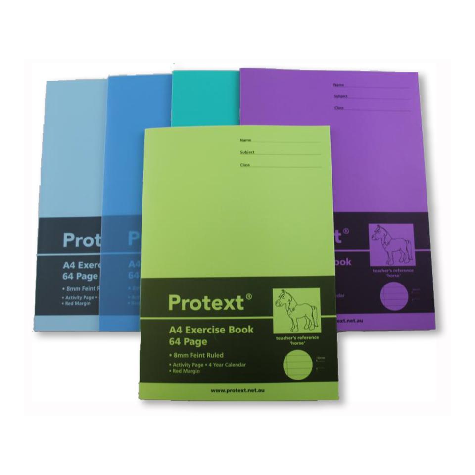 Protext Exercise Book A4 Polypropylene Stapled 8mm Ruled 70GSM 64 Pages ...