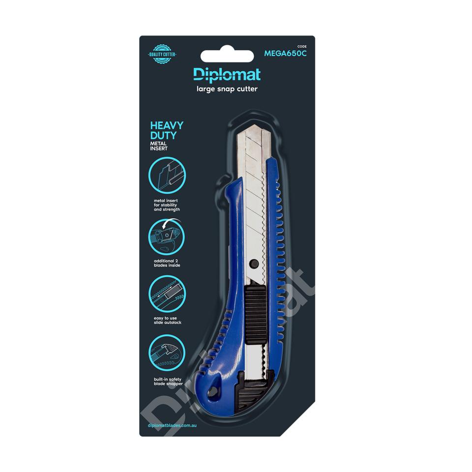 Diplomat Mega650C Large Snap Cutter with Slide Lock 18mm | Winc