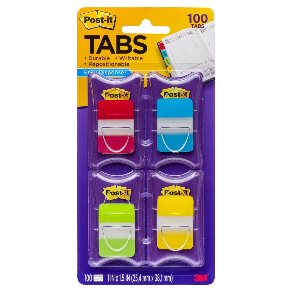 Post-It Easy Dispenser Tabs 25.4 x 38.1mm Assorted Pack 4 | Winc