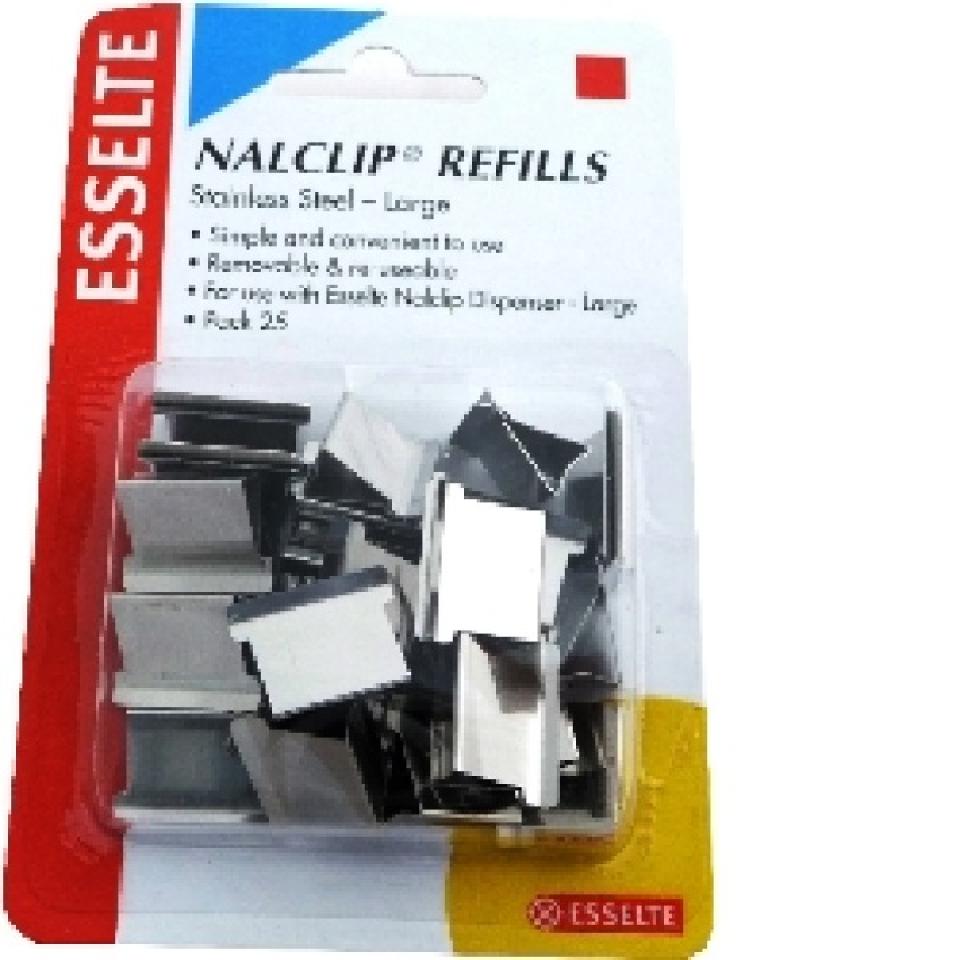 Esselte 45201 Nalclip Refills Large Stainless Steel Pack 25 | Winc