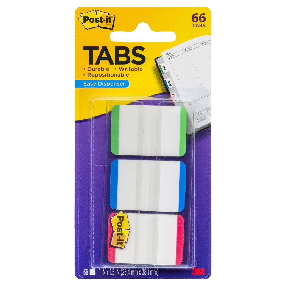 Post-It Tabs 25.4 x 38.1mm Assorted Pack 3 | Winc