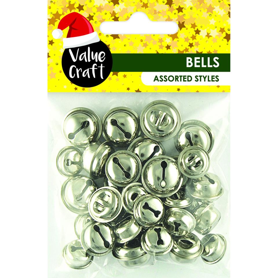 Arbee Craft Xmas Sleigh Bells Silver 35 Pieces | Winc