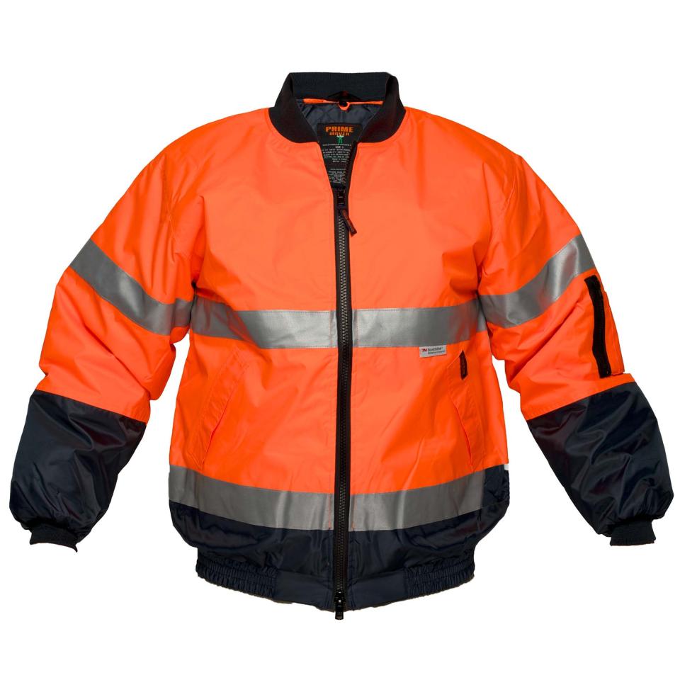 Prime Mover MJ504 Day/Night Wet Weather Bomber Jacket - Orange/Navy M ...