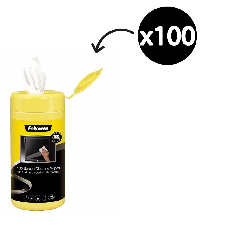 Fellowes Screen Cleaning Wipes Pack 100 | Winc