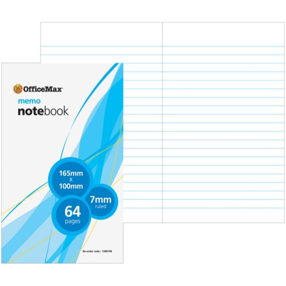 Officemax Memo Notebook 165x100mm 7mm Ruled 64 Pages | Winc