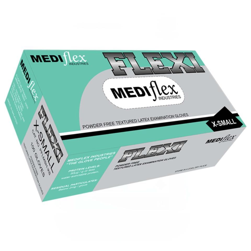 Mediflex Flexi Latex Examination Gloves Powder Free Extra Small Box 100 ...