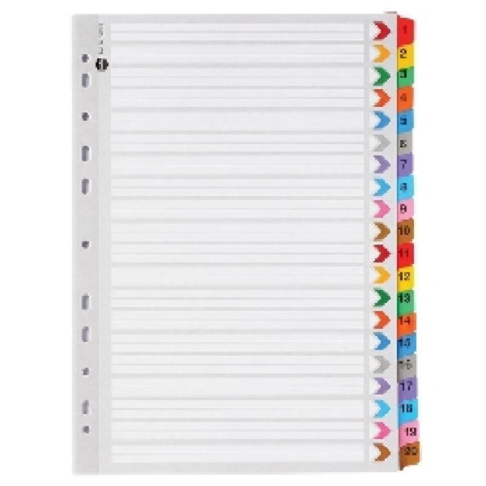 Marbig Dividers Manilla Plastic Coloured Tab A4 White Numbered 20 Tab ...