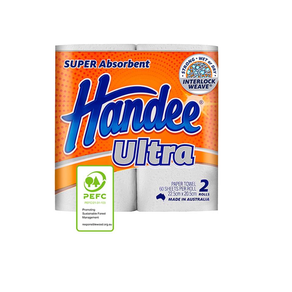 Handee Ultra 2264193 Kitchen Towel 2 Ply 60 Sheets 2 Pack Carton 6 | Winc