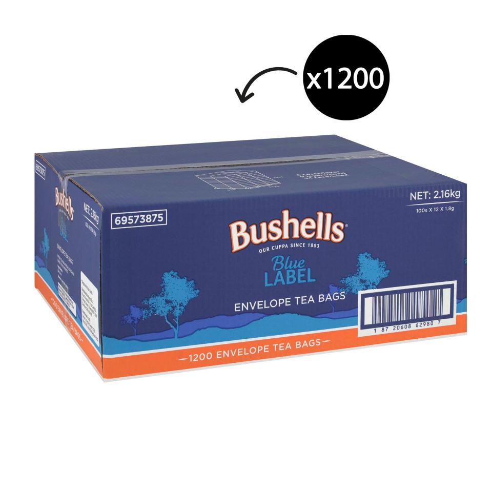Bushells Black Enveloped Tea Bags Carton 1200 | Winc