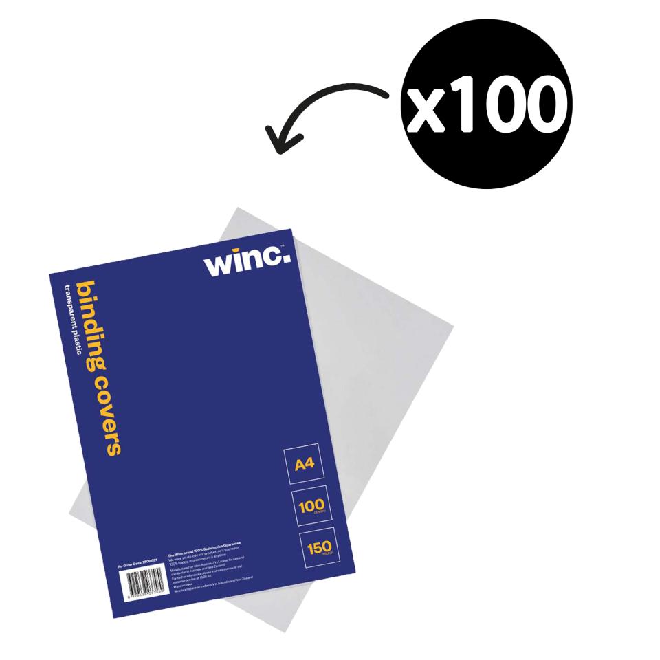 Winc Transparent Binding Cover A4 150 Micron Pack 100 | Winc