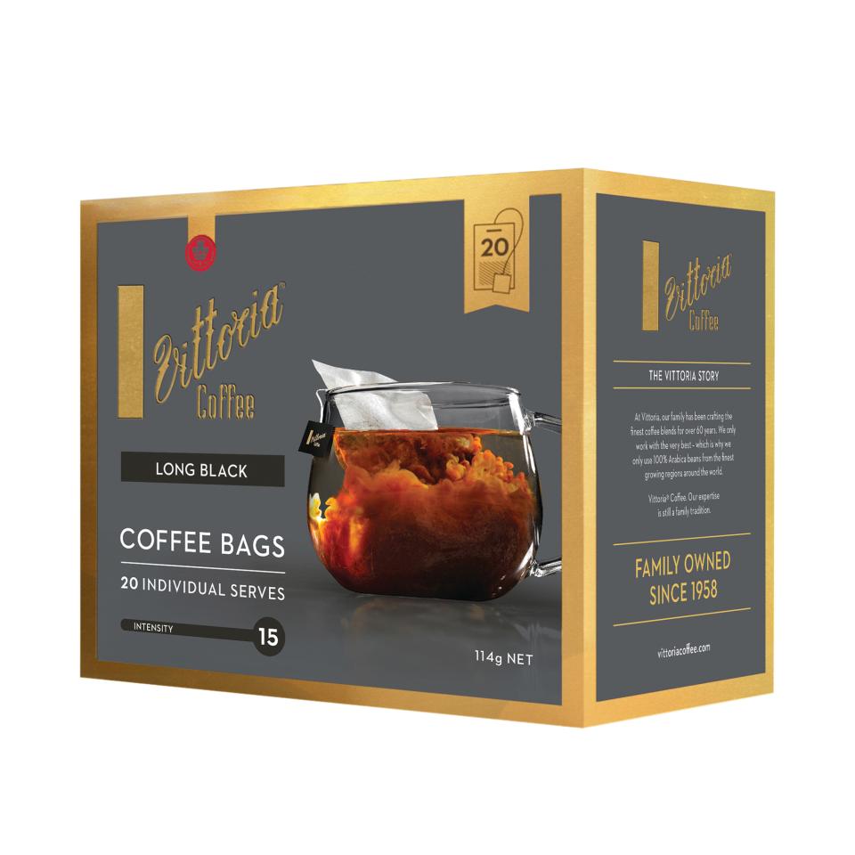 Vittoria Long Black Coffee Bags Box 20 | Winc