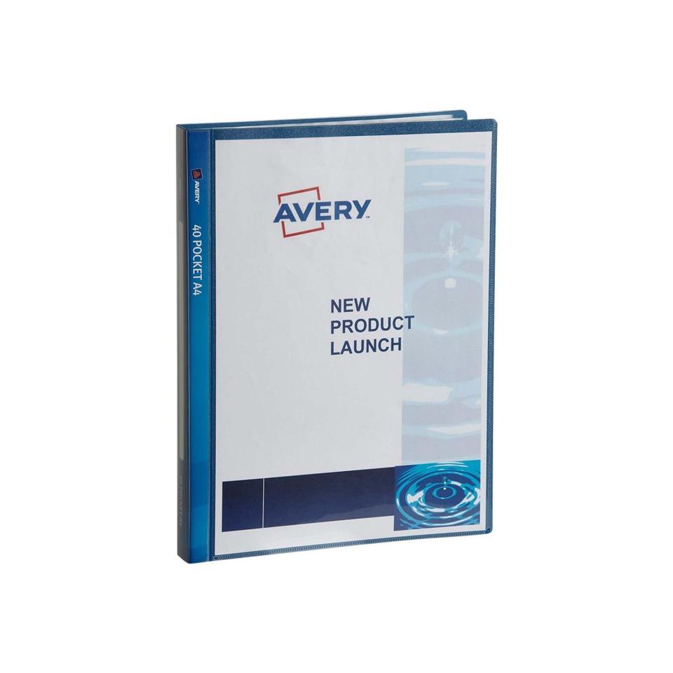 Avery Display Book A4 Non-Refillable 40 Pocket Insert Cover/Navy | Winc