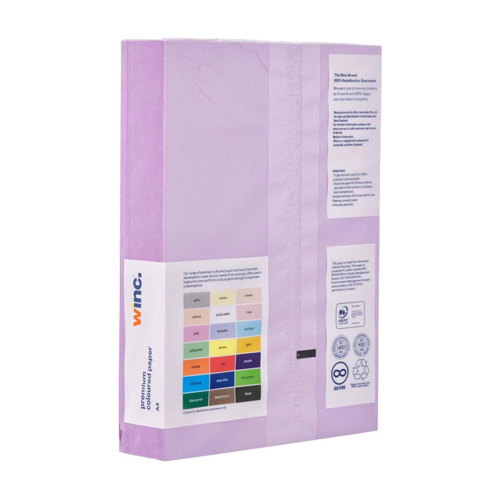 Winc Premium Coloured Copy Paper A4 80gsm Purple | Winc