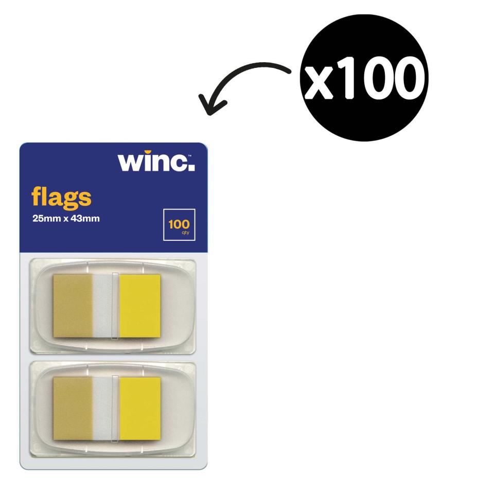 Winc Flags 25 x 43mm Yellow Packet 100 | Winc