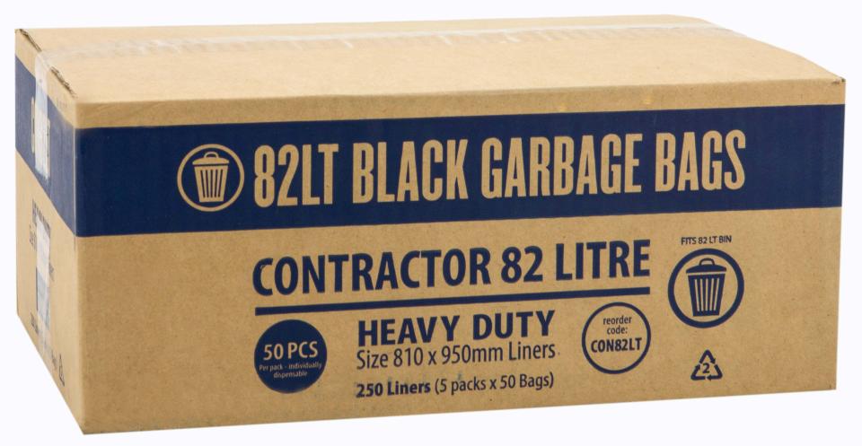 Austar Contractor Bin Liners Heavy Duty 82 Litre Black Packet 50 Carton ...