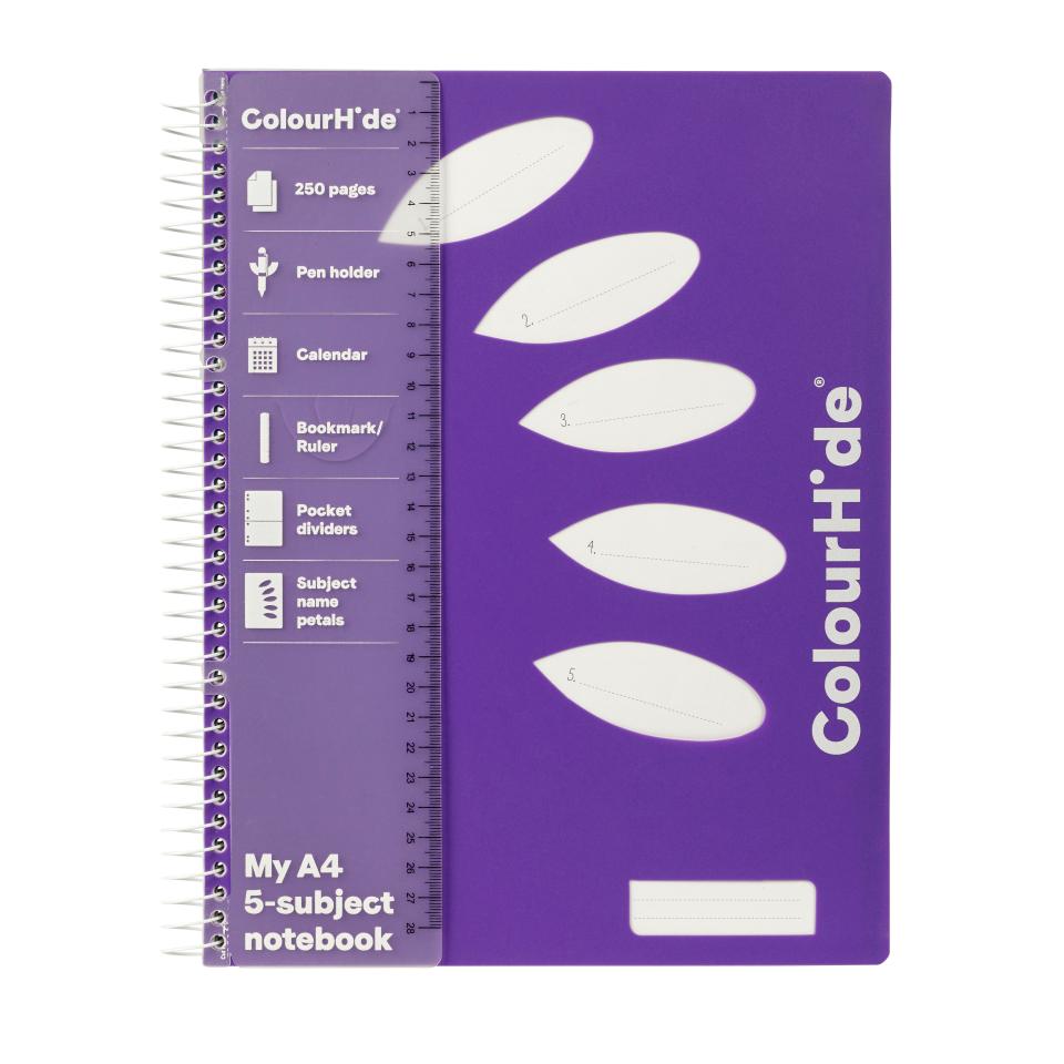 Colourhide My 5-Subject Notebook A4 250 Page Purple | Winc