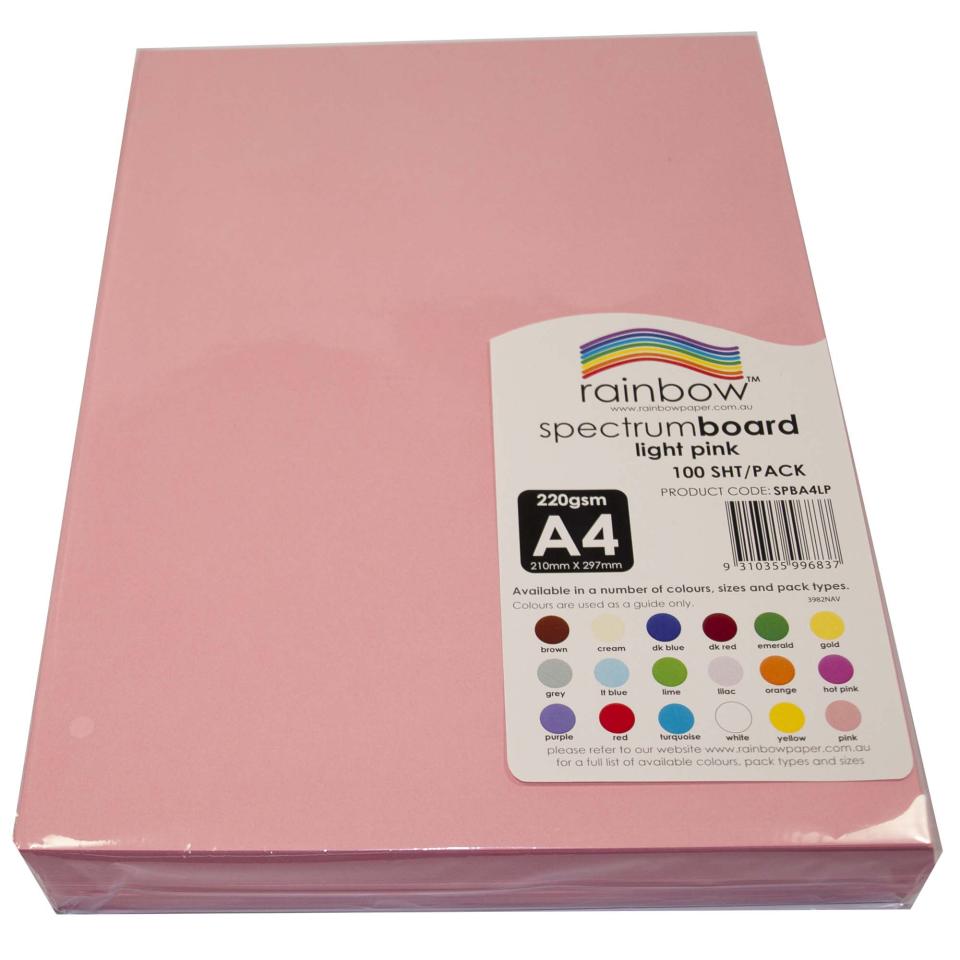 Rainbow Spectrum Board A4 220gsm 100 Sheet Light Pink | Winc