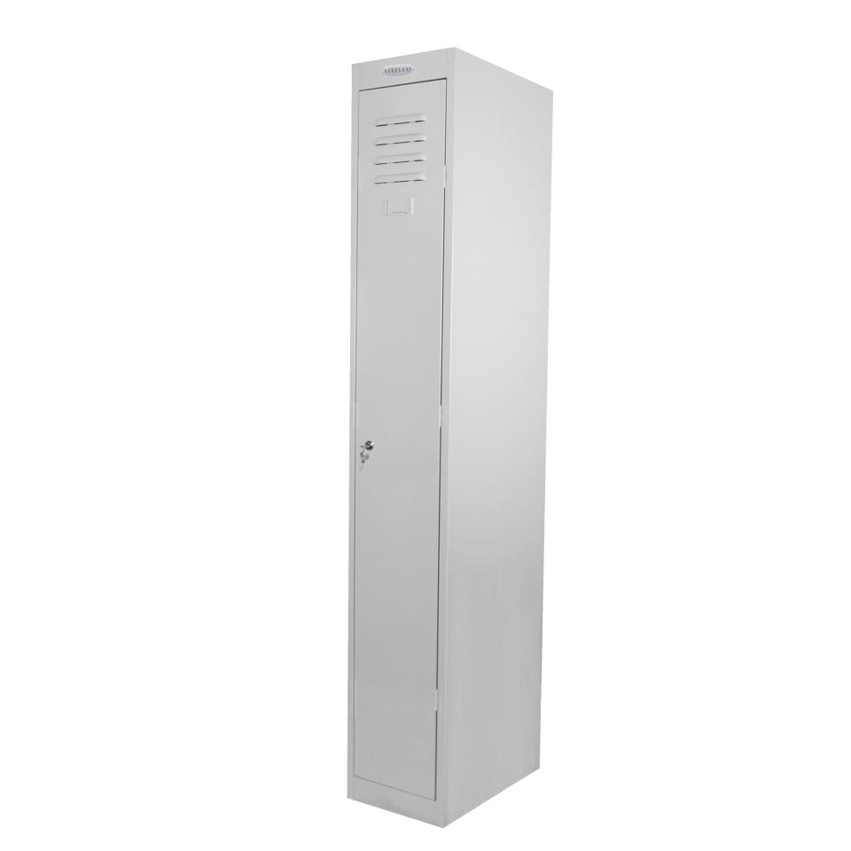 Steelco 1 Tier Steel Locker Key Lock Silver Grey | Winc