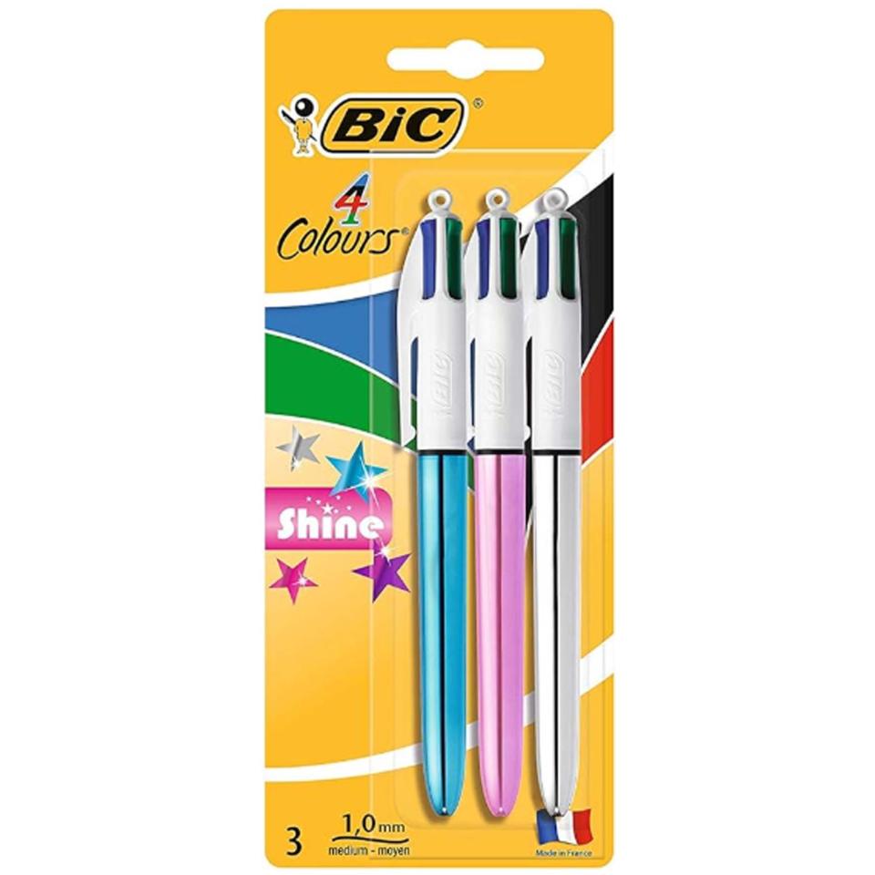 Bic 4 Colour Shine Barrel Ballpoint Pen Pack 3 | Winc