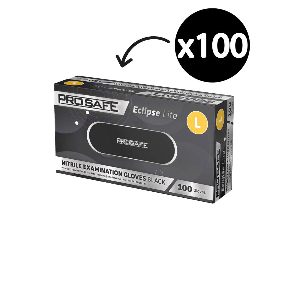 Prosafe Black Eclipse Lite Nitrile Powder Free Gloves Large Box 100 | Winc